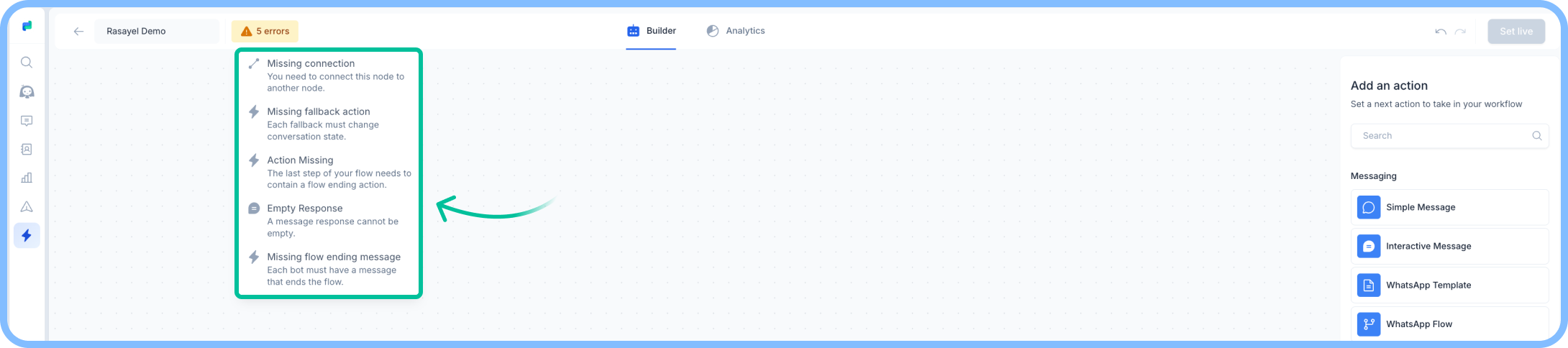 Chatbot errors - Rasayel